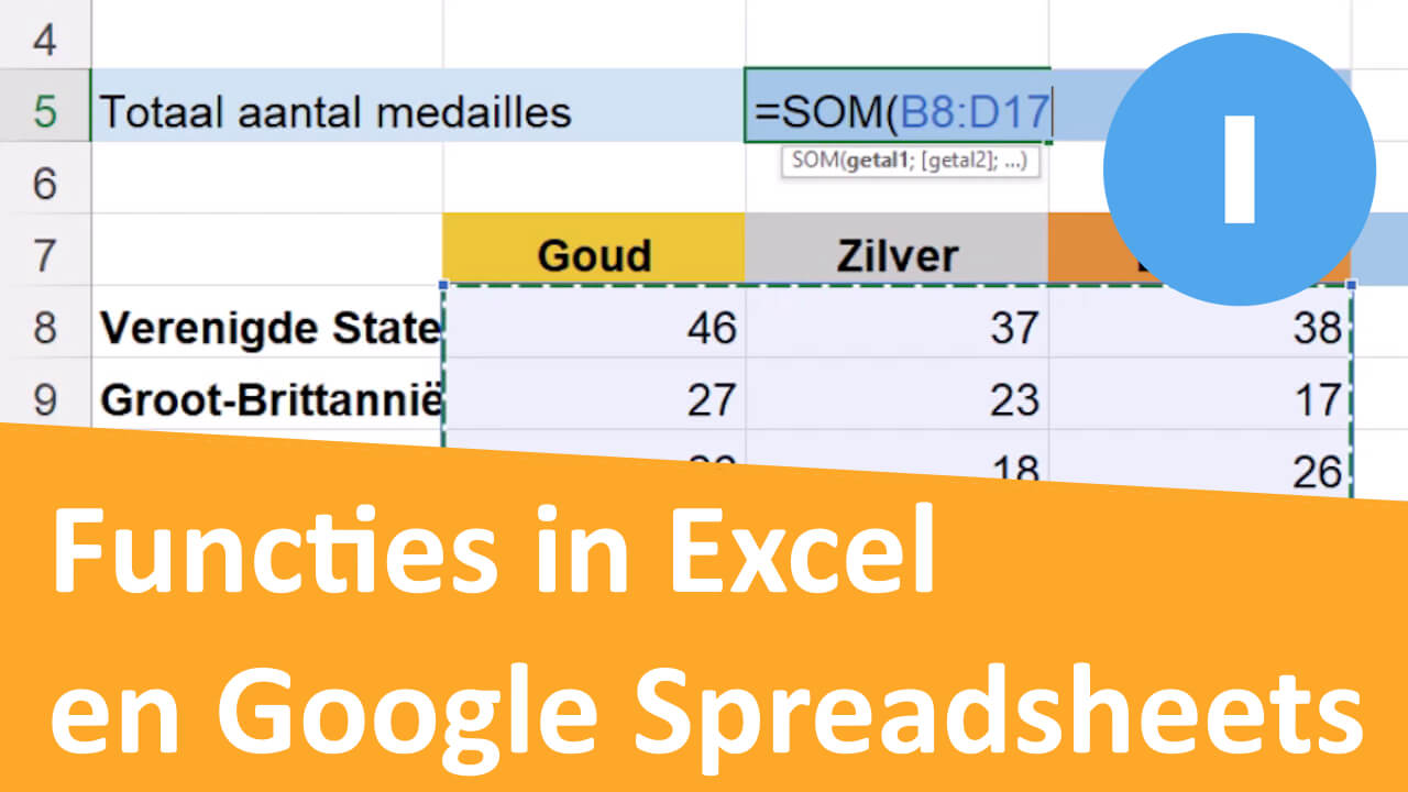 Functies in Microsoft Excel en Google Spreadsheets - Informaticalessen